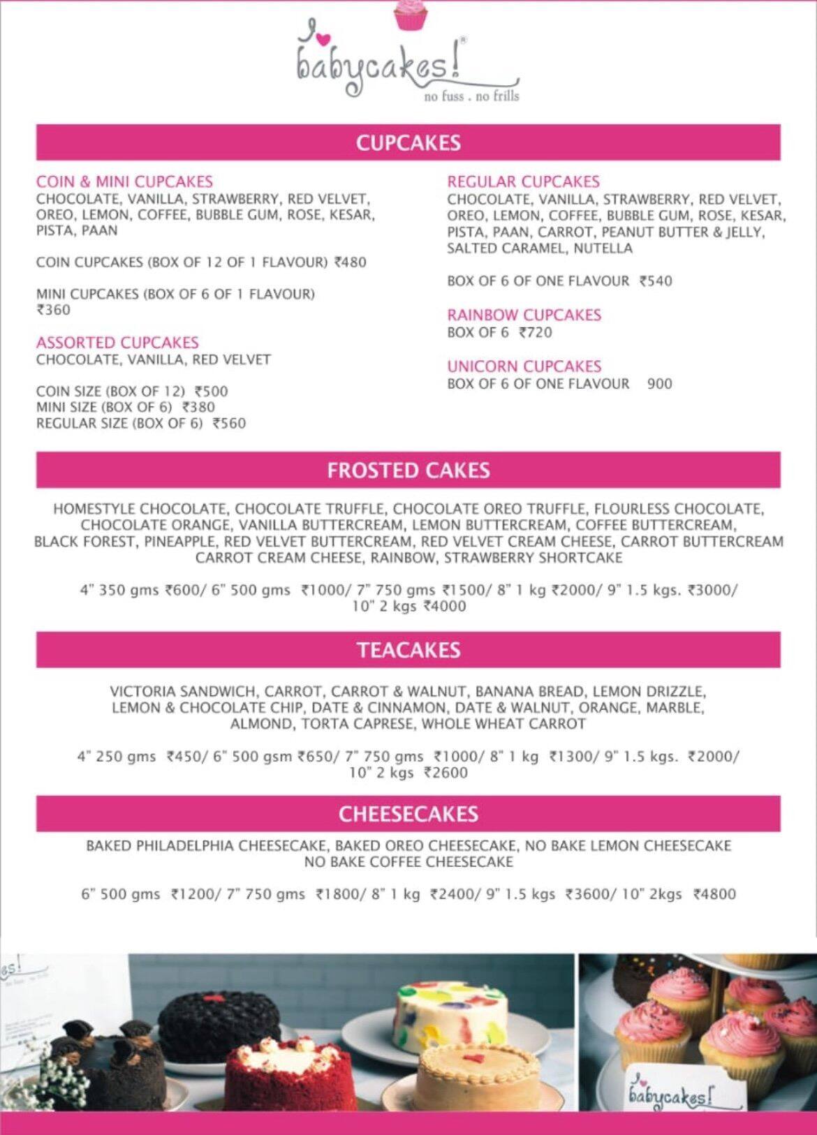 Menu of I Love Baby Cakes, Vikhroli, Mumbai