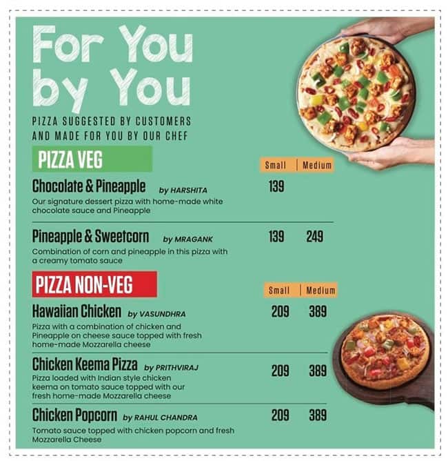 Menu of Onesta, Kankanady, Mangalore