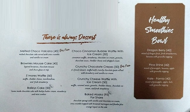 Menu at Chakra Hall & Lounge restaurant, Tangerang