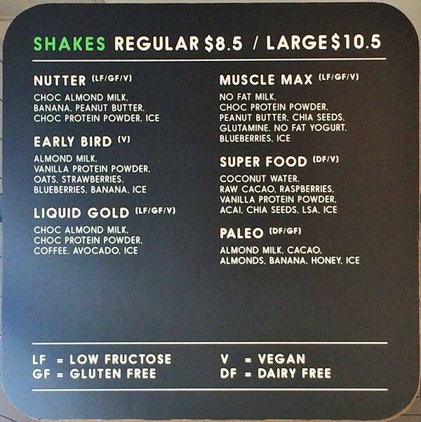 Nutrition Bar Menu, Menu for Nutrition Bar, Windsor, Melbourne ...