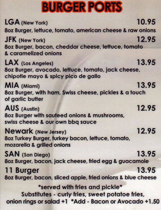Menu at Hangar 11 Bar & Grill, New York City, 119-11 Metropolitan Ave