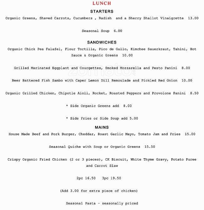 Menu at Creemore Kitchen Social & Supper Club, Creemore