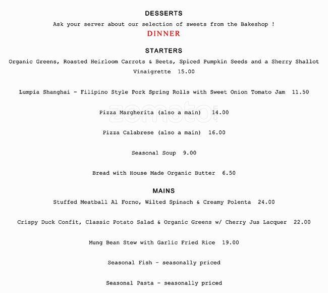 Menu at Creemore Kitchen Social & Supper Club, Creemore