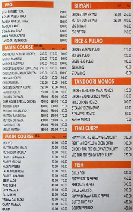 Menu at The great indian chef, Gurugram