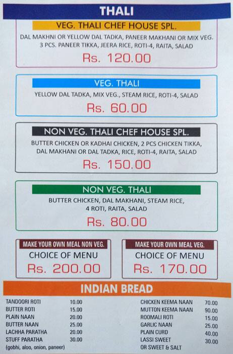 Menu at The great indian chef, Gurugram