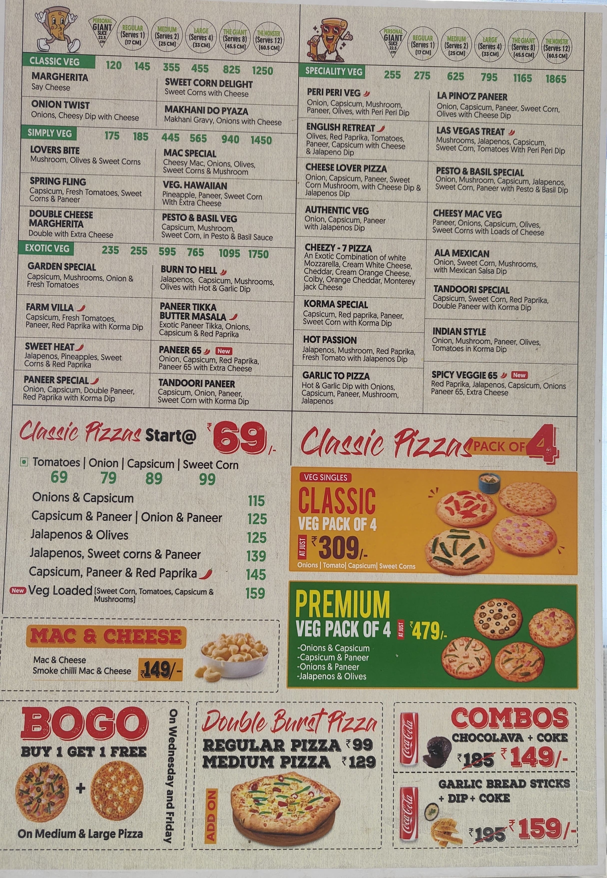 Menu of La Pino'z Pizza, Attapur, Hyderabad