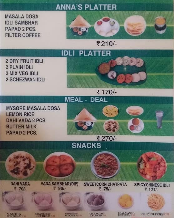 Menu at Anna, Gurugram