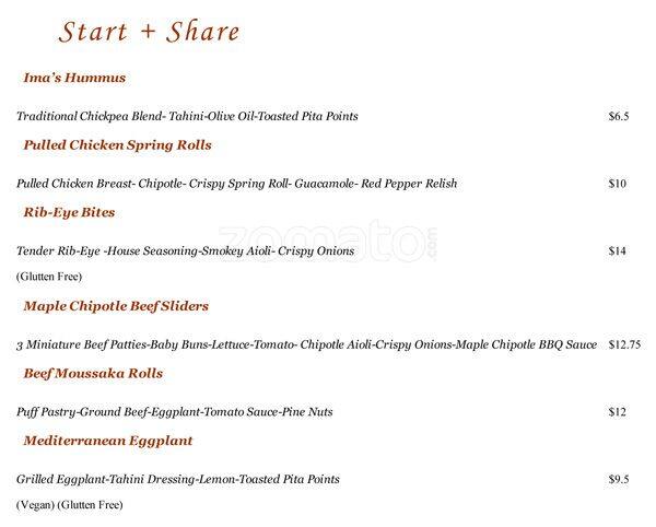 Menu at Maple Grill restaurant, Vancouver