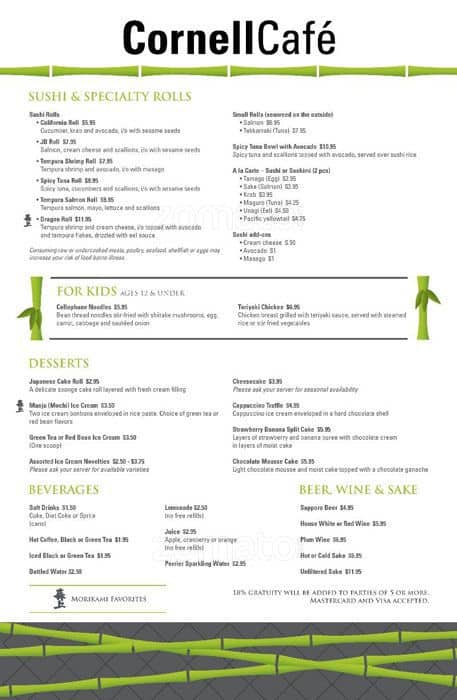 Menu at Cornell Cafe, Delray Beach