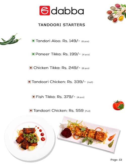 Menu of Edabba, Esplanade, Kolkata