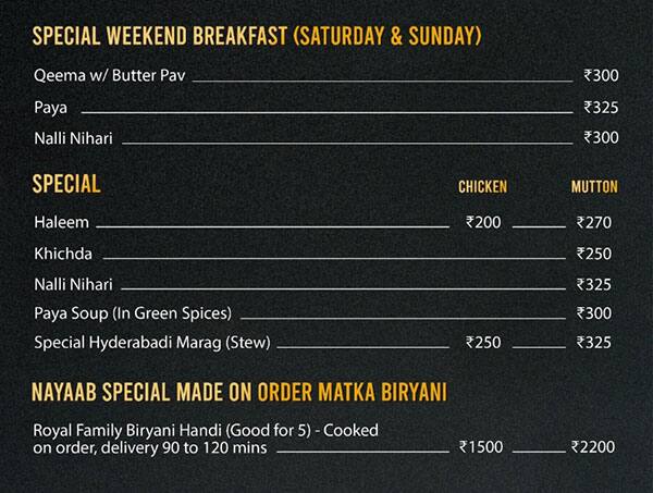 Menu at Nayaab Biryani - Authentic Biryani in Andheri, Sakinaka, Mumbai