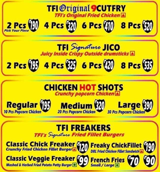Menu of The Freak Inn, Palam Vihar, Gurgaon