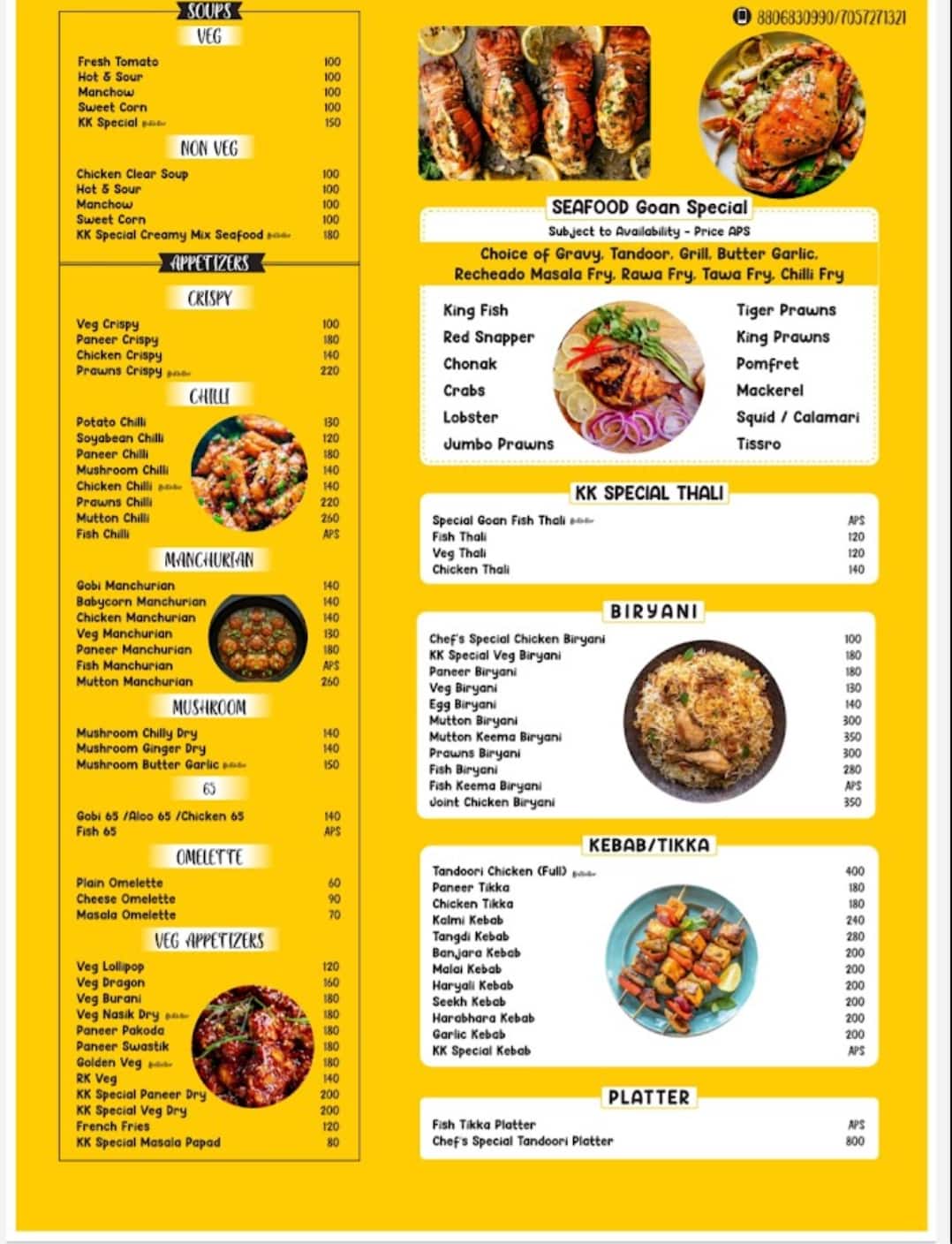 Menu of Karthik's Kitchen, Candolim, Goa