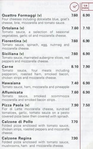 Menu at San Marco restaurant, London, 1-3