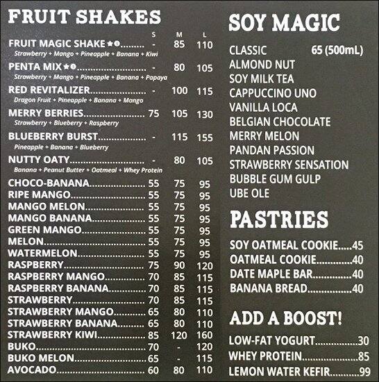 Menu at Fruit Magic pub & bar, Makati, Food Choices