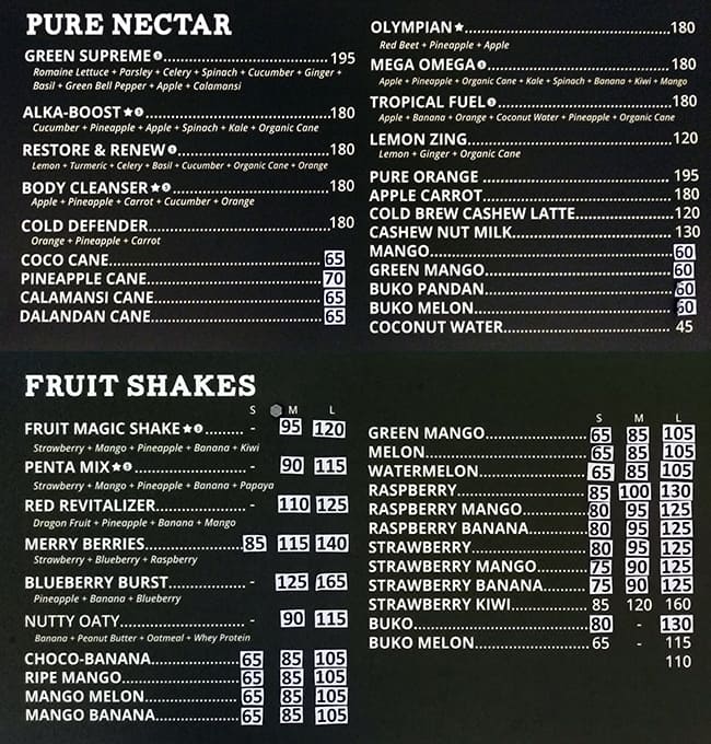 Menu at Fruit Magic pub & bar, Quezon City, MQI