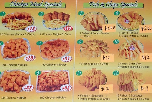 Menu at Nocky Takeaways fast food, Auckland, 218 Great South Rd