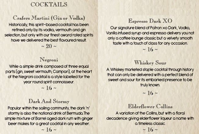 Menu at The Crafers Hotel pub & bar, Crafers