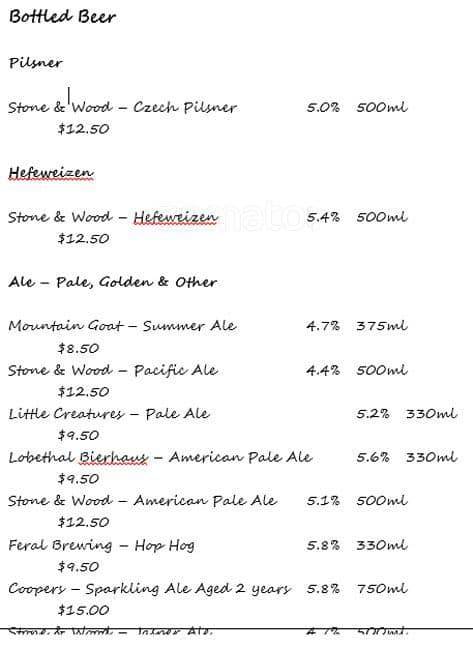 Menu at The Crafers Hotel pub & bar, Crafers