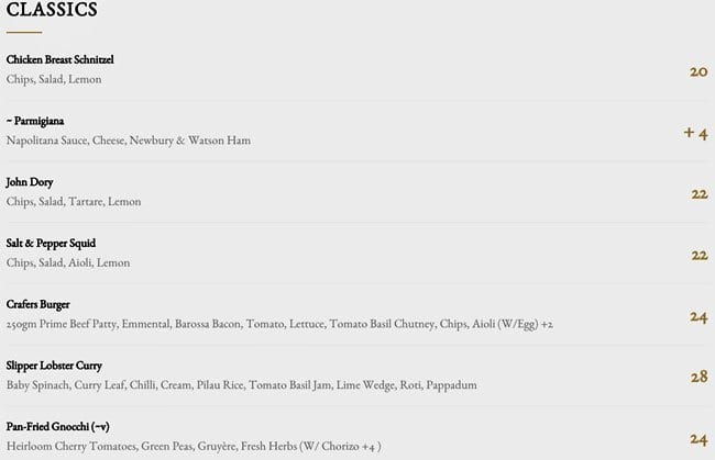 Menu at The Crafers Hotel pub & bar, Crafers