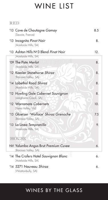 Menu at The Crafers Hotel pub & bar, Crafers