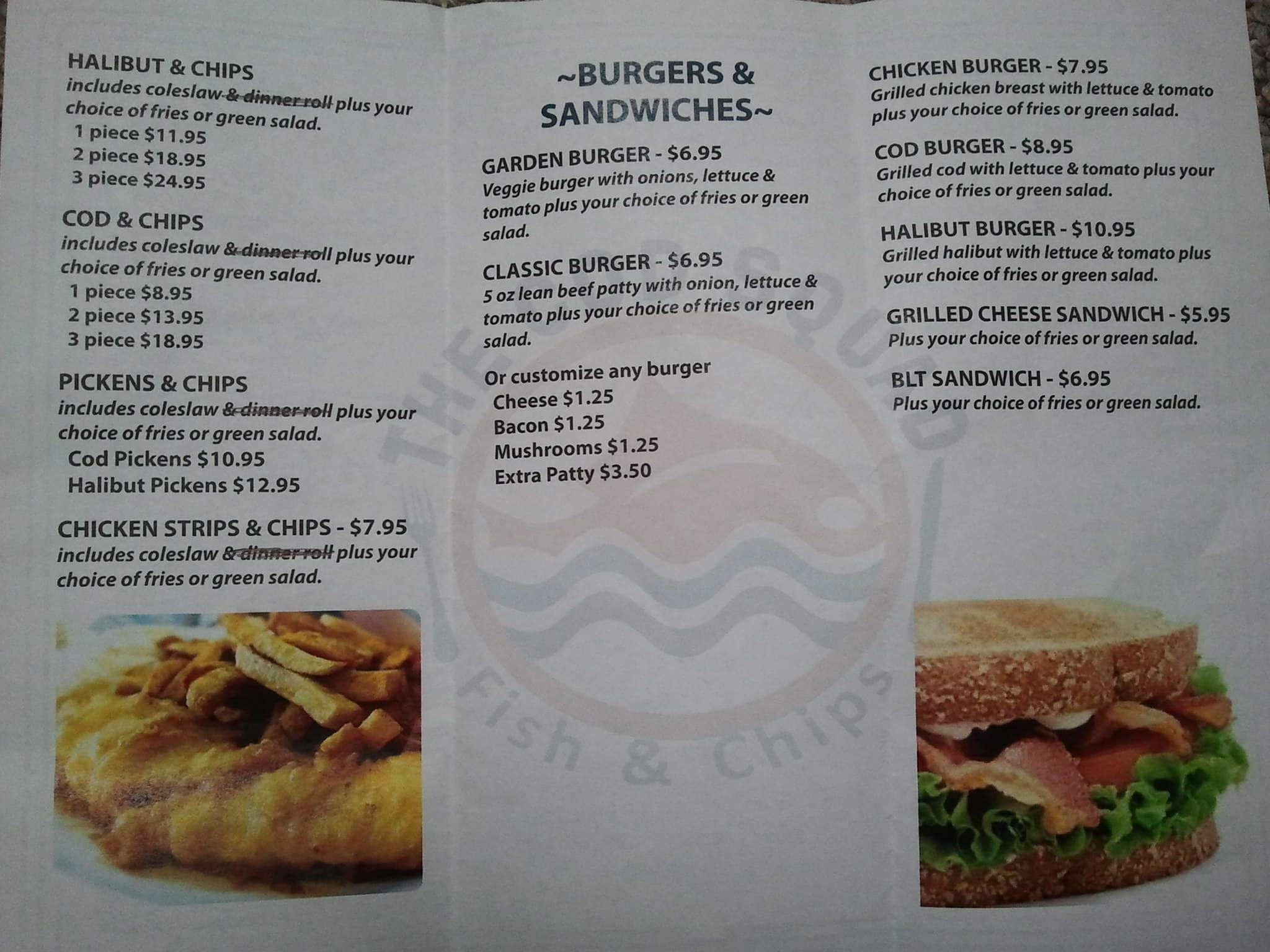 Menu at Cod Squad Fish & Chips restaurant, Nanaimo