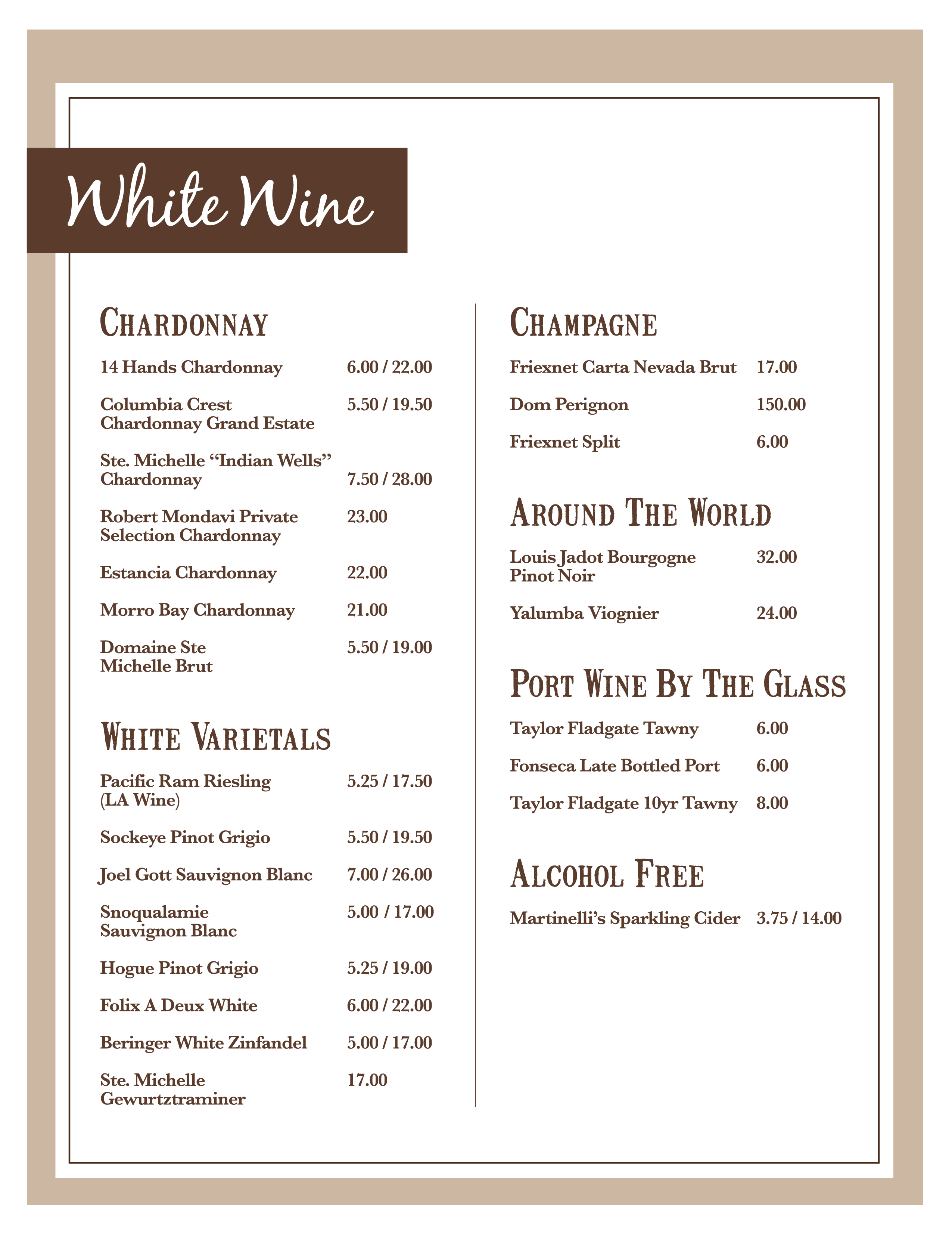 Menu at Clubhouse Restaurant & Bar, Port Orchard