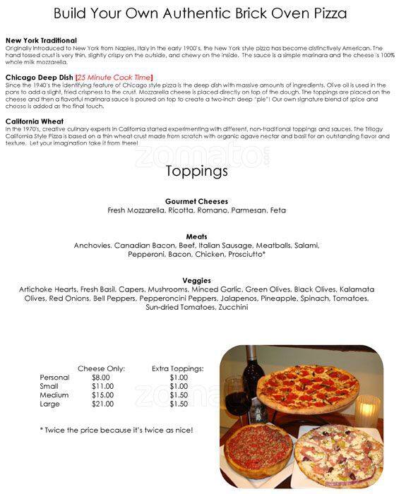 Menu at Trilogy Pizza Bistro pizzeria, San Antonio, Stone Oak Pkwy #113