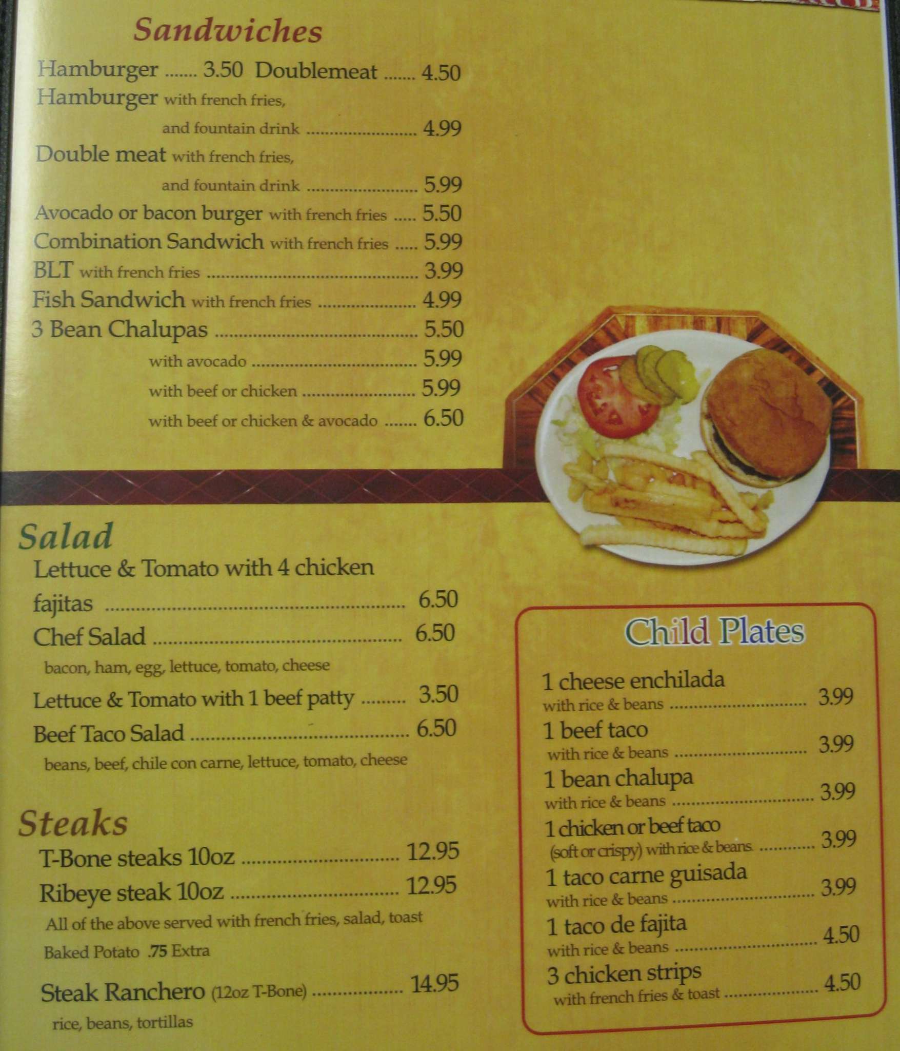 Menu at Danny's Restaurant Sharyland, Mission, E Griffin Pkwy