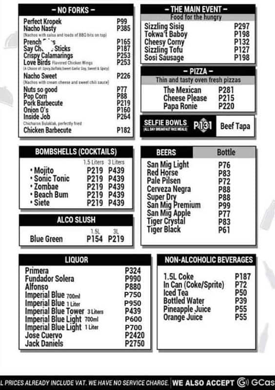 Menu at Chill Top pub & bar, Pasay