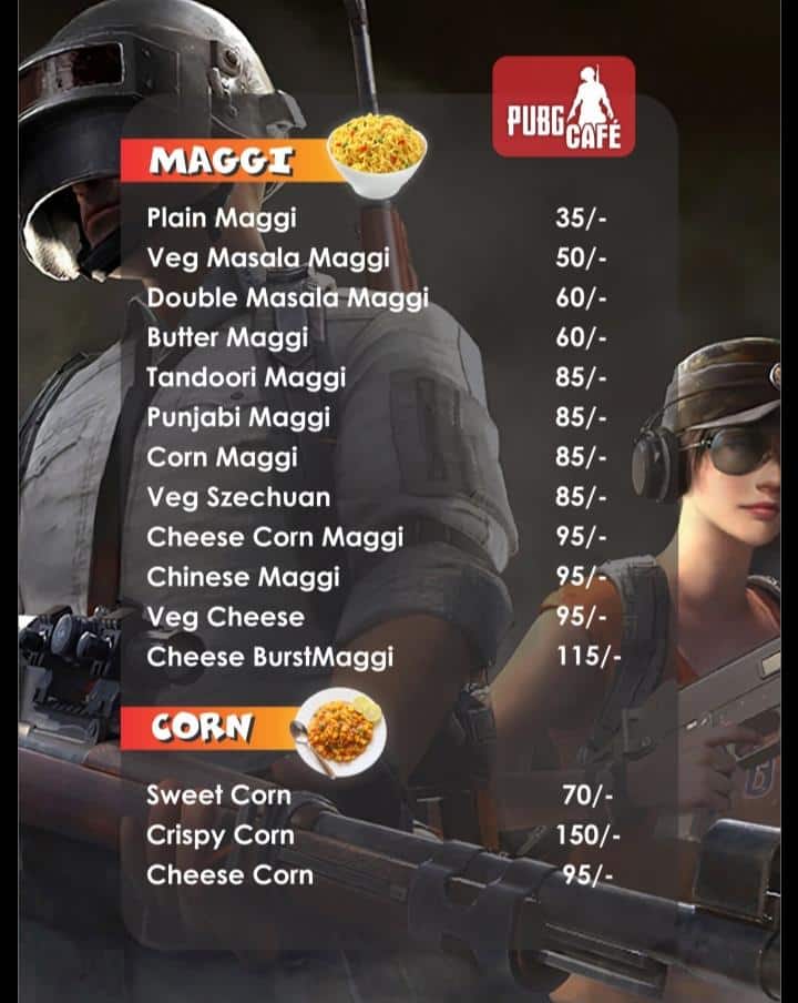 Menu at Cafe PUBG, Indore