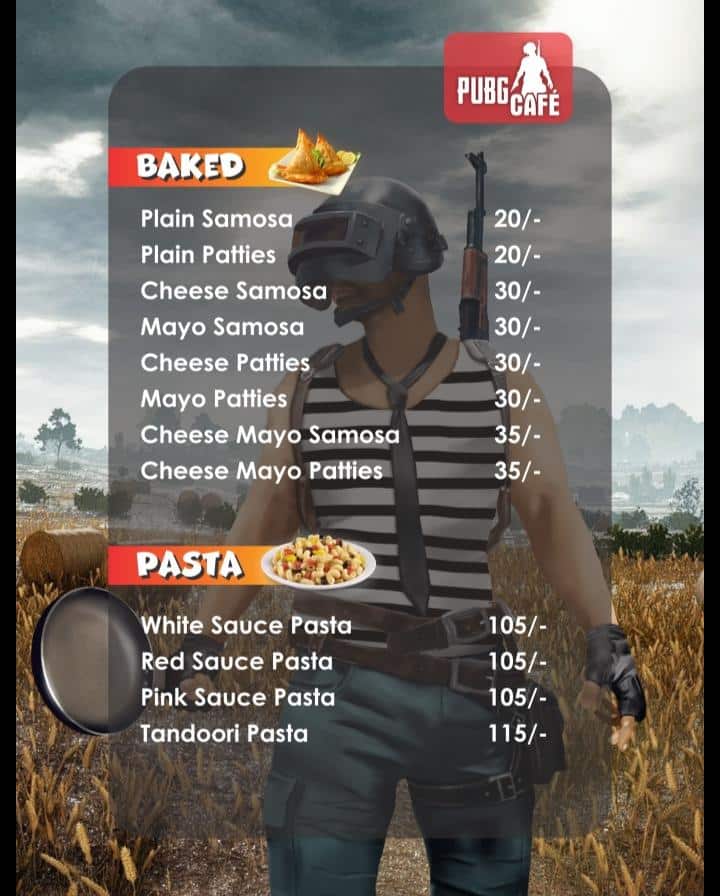 Menu at Cafe PUBG, Indore