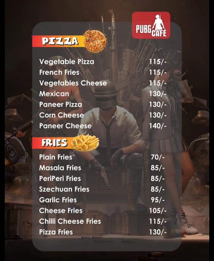 Menu at Cafe PUBG, Indore