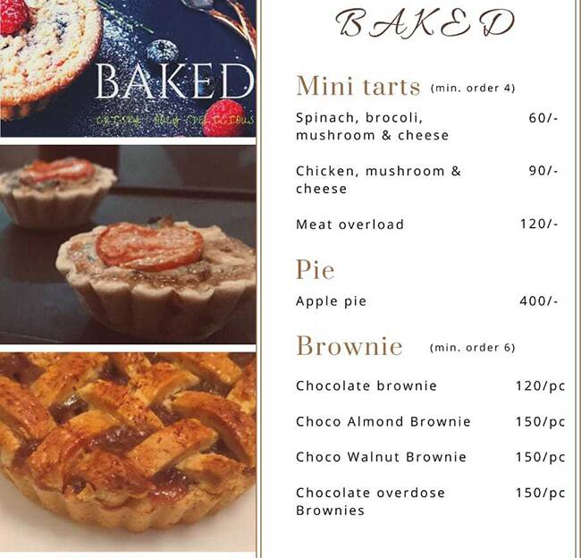 Menu of Baked 2020, Pali Hill, Bandra West, Mumbai