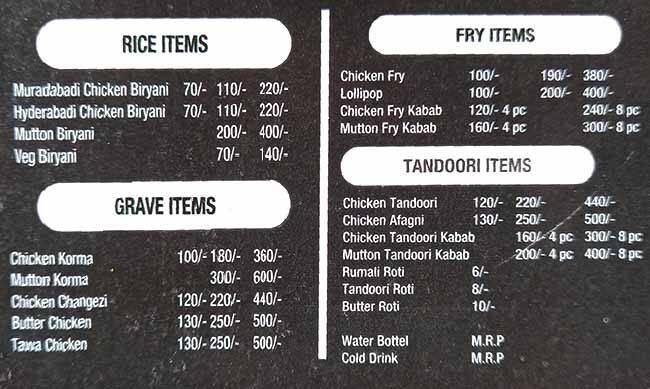 Menu of Shama Chicken Point, NIT, Faridabad