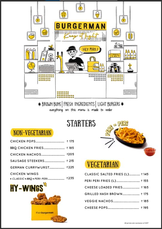 Menu of BurgerMan, Indiranagar, Bangalore
