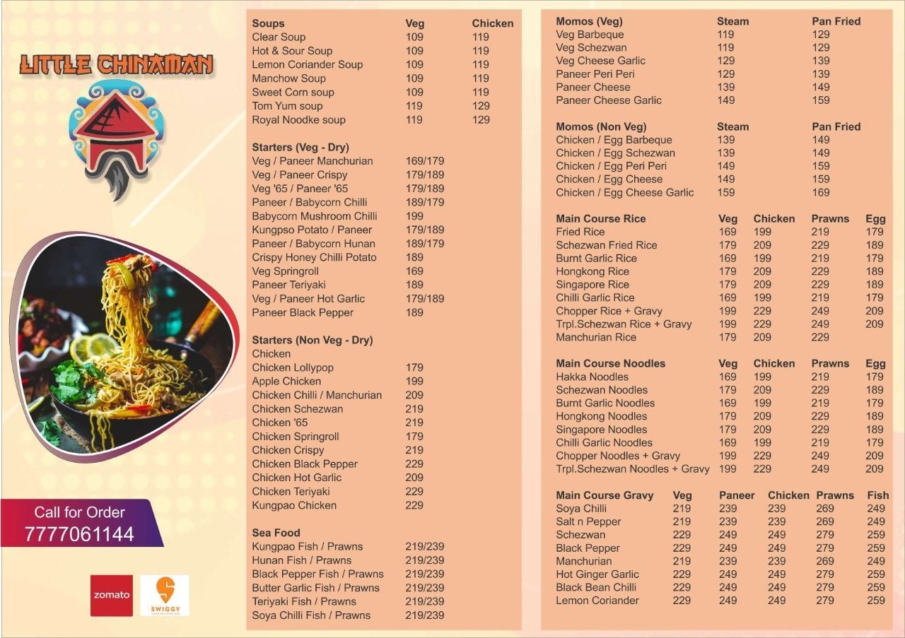 Menu of Little Chinaman, Malad West, Mumbai