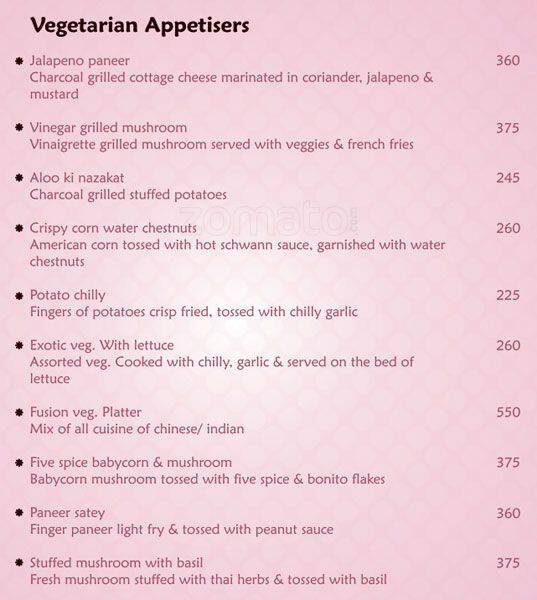 Menu at Green Jade Lounge, Mumbai, Saffron House