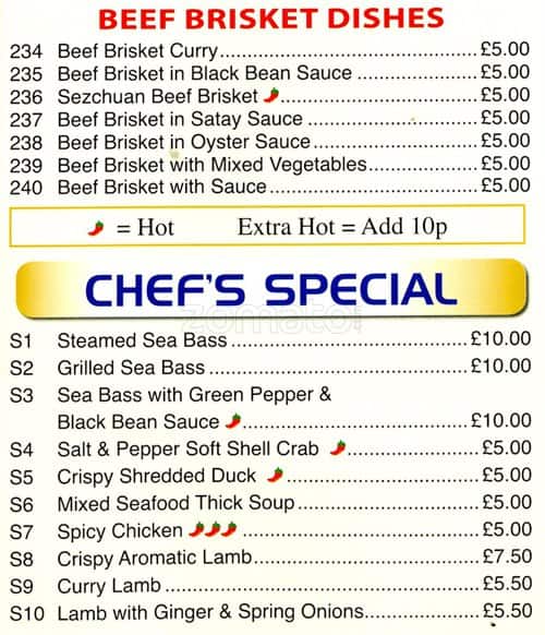 Menu at Famous Chef restaurant, London, 578 Rainham Rd. S.