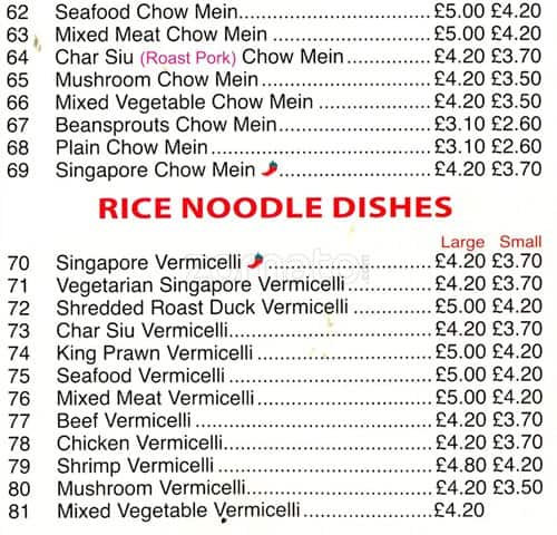 Menu at Famous Chef restaurant, London, 578 Rainham Rd. S.