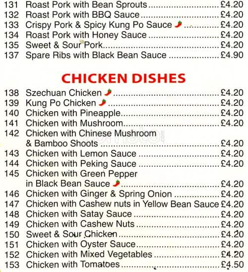 Menu at Famous Chef restaurant, London, 578 Rainham Rd. S.