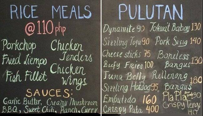 Menu at Burp Chicken & Chop pub & bar, Makati