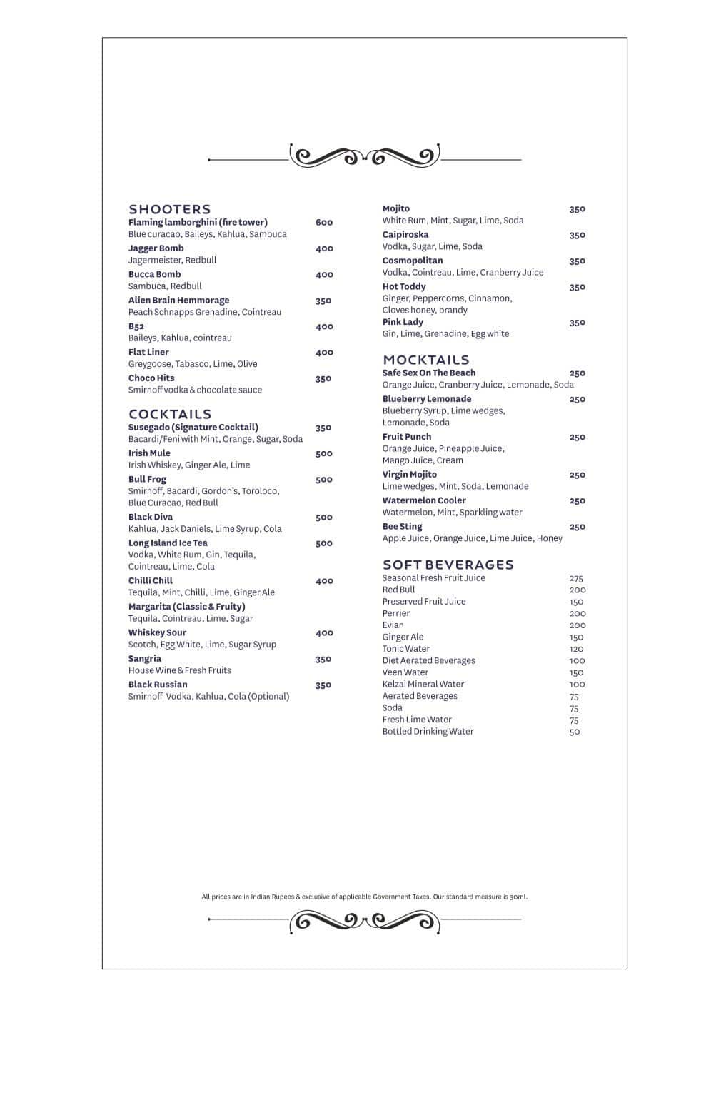 Menu at Tia Maria - Novotel Goa Dona Sylvia Resort Hotel, Cavelossim