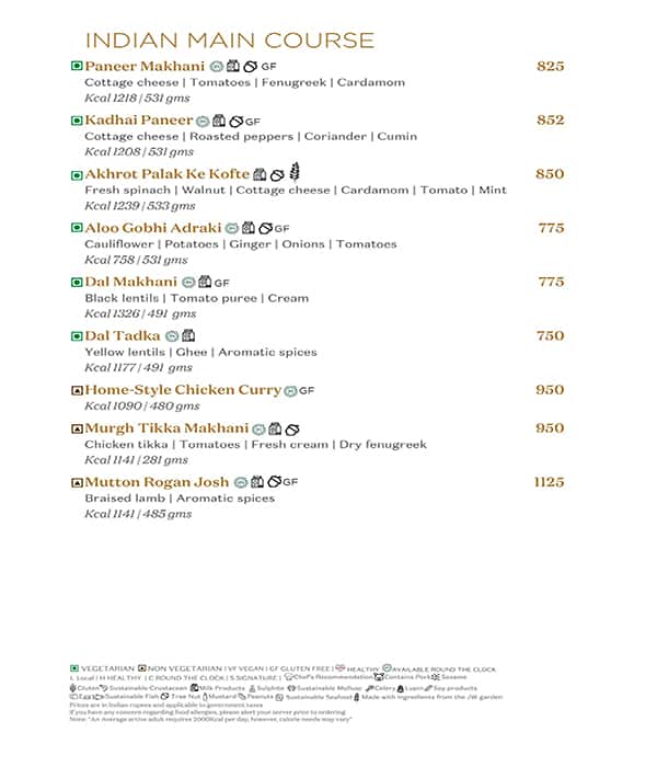 Menu of JW Kitchen - JW Marriott, Kolkata, Science City Area, Kolkata