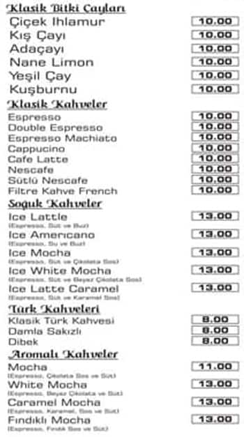 Menu at Misi Kale Restaurant Aile Cay Bahcesi, Turkey