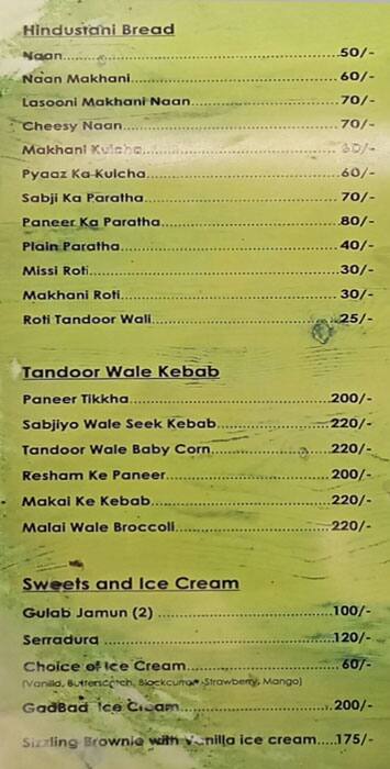 Menu at Tulsi Cafe, Mapusa