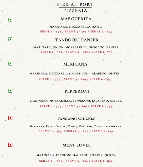 Menu of Nott Street, Model Town, Patiala
