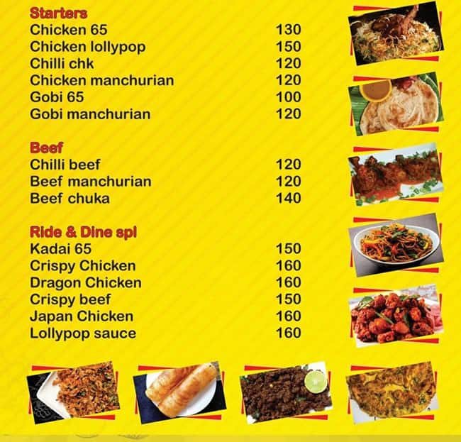 Menu of Ryde & Dine, Nanganallur, Chennai