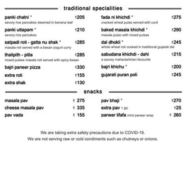 Menu at Swati Snacks, Mumbai, Karai Estate