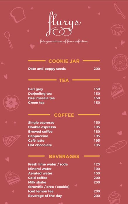 Menu at Flurys, Navi Mumbai, Shop no 36&37 Seawood Nexus Mall